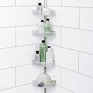 Zenna Home NeverRust Aluminum Tension Corner Shower Caddy in Satin Chrome and Frosted