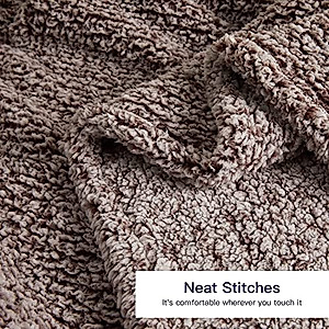 ZonLi Sherpa Fleece Blanket for Couch, Super Soft Plush Throw Blankets, Premium Reversible Earth Tones Decorative Faux Fur Blanket for Bed, Warm and Cozy Fuzzy Blanket for All Seasons(Brown, 50"X60")