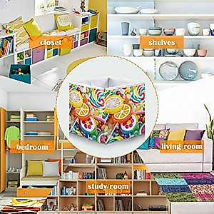 Round Candy Storage Basket Storage Bin Rectangular Collapsible Shelves Basket Shelves Cloth Baskets Organizer for Boys Girls Toys