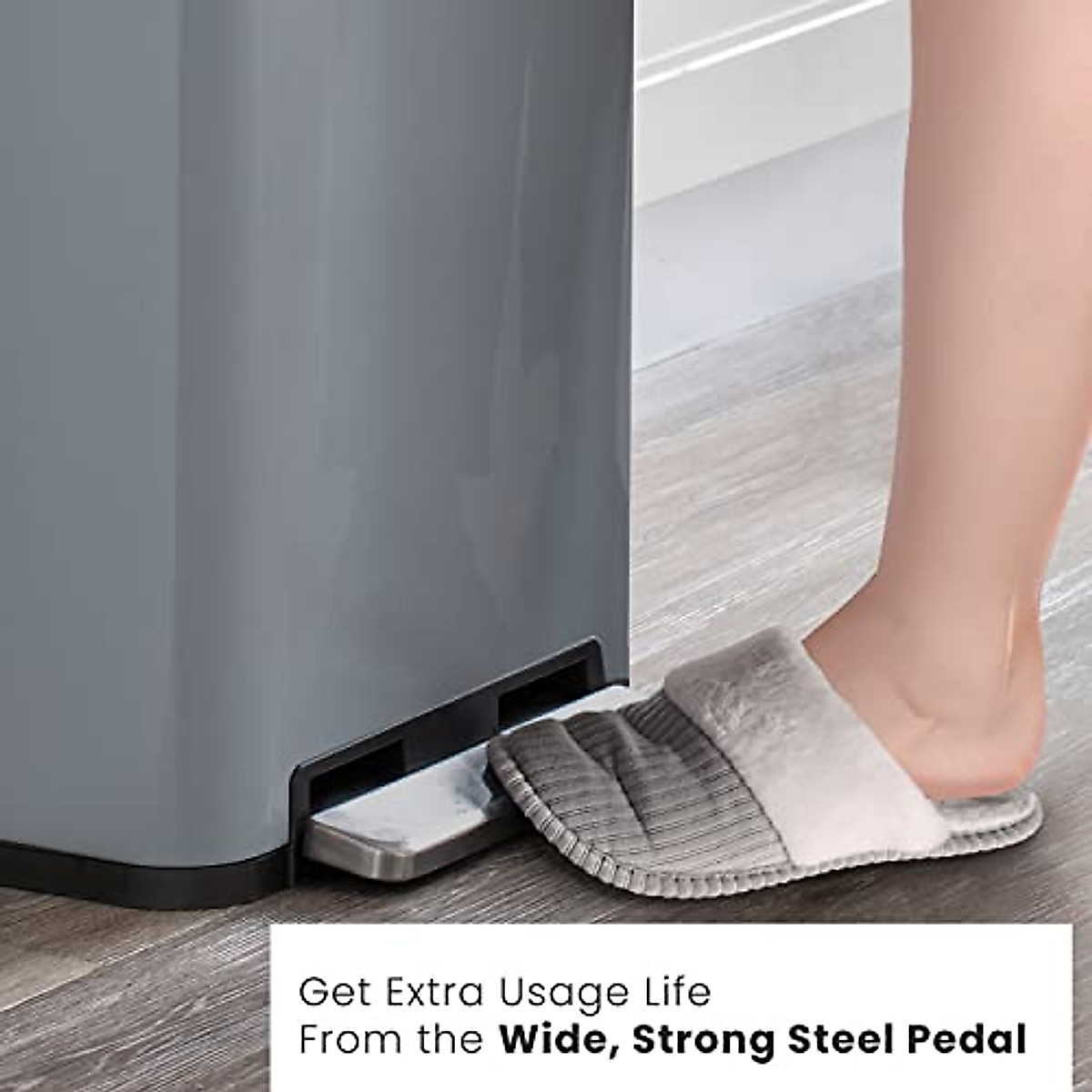 Home Zone Living 18.5 Gallon Large Capacity Kitchen Trash Can, Tall Stainless Steel Liner-Free Body, 70 Liter Capacity, Matte Black, Virtuoso Series