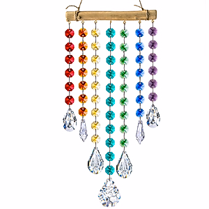 Hanging Crystal Prism Suncatcher Window Garden Decoration Ornament Rainbow Glass Beads Chain Pendant Crystal Wind Chimes