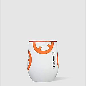 Corkcicle Star Wars Stemless Wine Glass Tumbler, Triple Insulated Stainless Steel, Easy Grip, Non-slip Bottom, Keeps Beverages Chilled for 9 Hours, BB-8, 12 oz