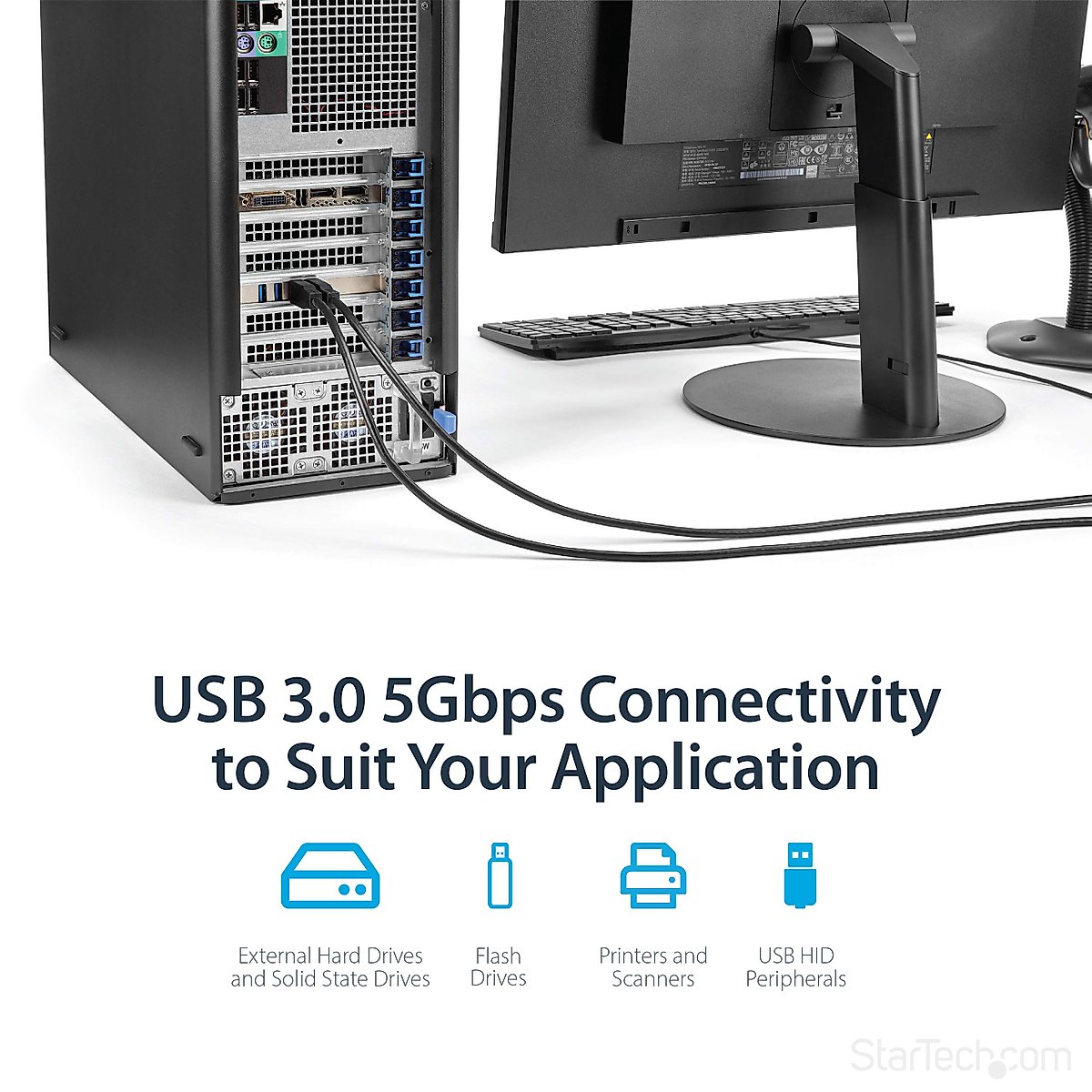 StarTech.com 4 Port USB 3.0 PCIe Card w/ 4 Dedicated 5Gbps Channels (USB 3.2 Gen 1) - UASP - SATA / LP4 Power - PCI Express Adapter Card (PEXUSB3S44V)
