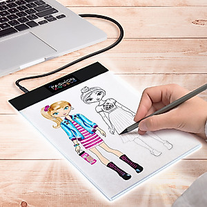 Fashion Angels Fashion Design Light Up Sketch Pad 12521, Light Up Tracing Pad, Includes USB, Ultra Thin Tablet, Includes Stencils and Stickers, Recommended for Ages 8 And Up