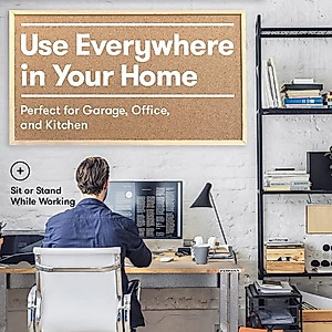 Fedmax Work Bench - 61" Rolling Portable Workbench for Garage - Metal with Acacia Hardwood Top, Adjustable Legs