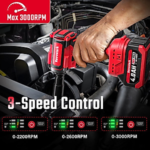 Revvstark Impact Wrench, Max Torque 480 Ft-lbs / 650N.m Cordless 1/2 Impact Driver, 20V 3000RPM Power Impact Gun with 4.0Ah Li-ion Battery and 1.5H Fast Charger, 5 Pcs Impact Sockets Included