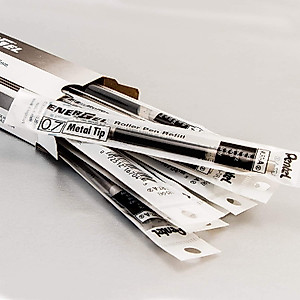 Pentel Refill Ink for BL57/BL77 EnerGel Liquid Gel Pen, Box of 12, 0.7mm, Metal Tip, Black Ink (LR7-A-12)