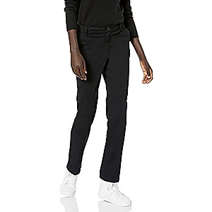 Amazon Essentials Women's Classic Straight-Fit Stretch Twill Chino Pant, Black, 10