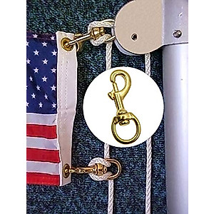 PISSION Flag Clips 4 Pack Heavy Duty Brass Swivel Snaps Hook for Rope, Flag Pole Hardware to Attach with Rope, Dog Chain, Leather Craft