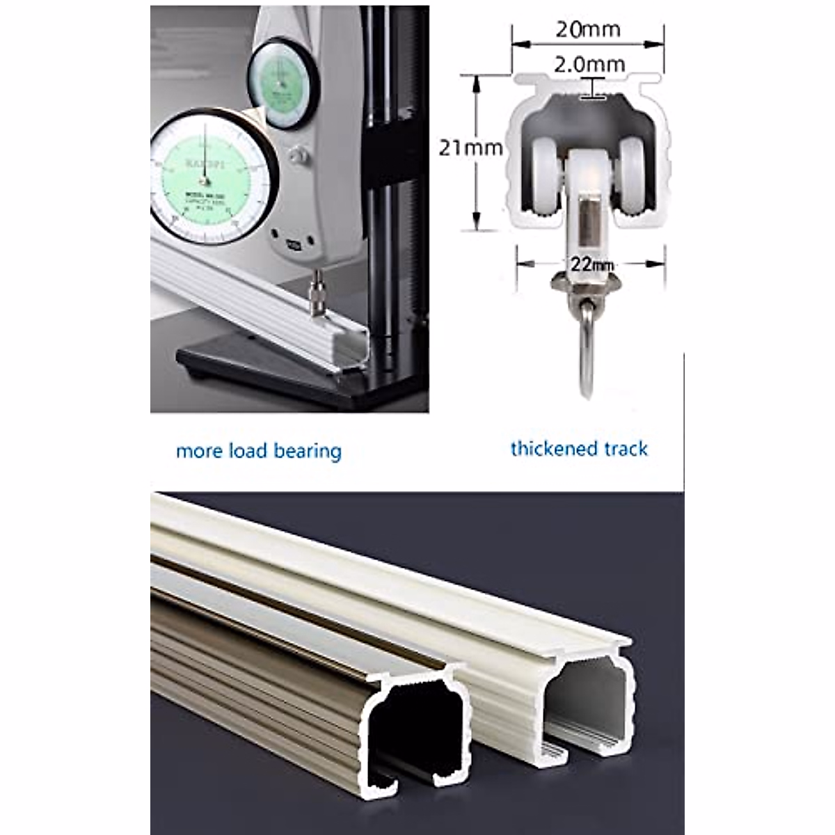 Ceiling Curtain Track Set,Room Divider Track, Shower Curtain Track Set with Hooks and All Accessories for Living Room, Bed Room, Closet and Sliding Door (champagne, For Spaces 3ft - 6ft Wide)