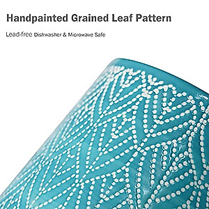 Taimei Teatime Coffee Mug with Lid Set of 2, 16.5 oz Ceramic Coffee Mugs with Handpainted Floral Pattern, Mugs Gift Set for Tea Lover, Woman and Couple, Microwave and Dishwasher Safe