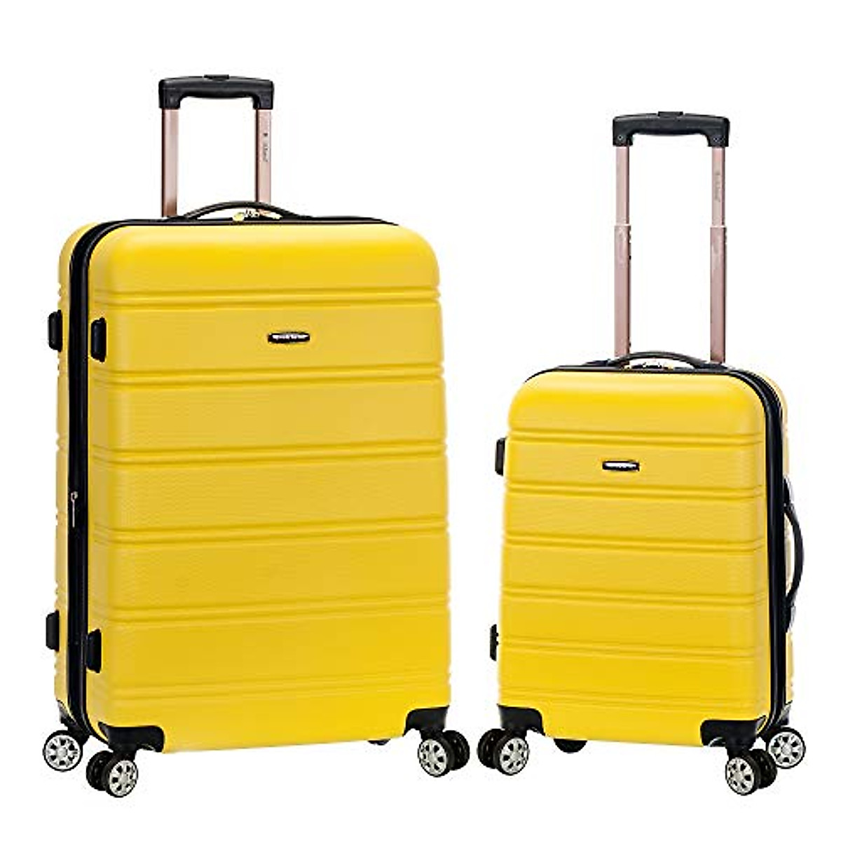 Rockland Melbourne Hardside Expandable Spinner Wheel Luggage, Yellow, 2-Piece Set (20/28)