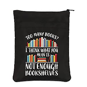 PLITI Bookworm Book Sleeve Book Lover Book Bag Book Club Gift Literary Book Theme Book Protector Bookish Gift (Enough Bookshelves BSBL)