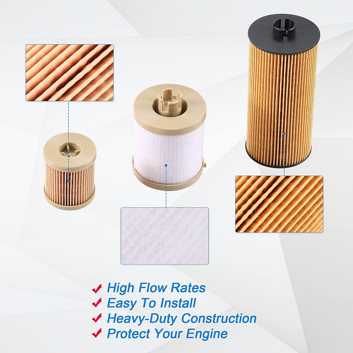 CARMOCAR FD4616 Fuel Filter and FL2016 Oil Filter Replacement for 2003-2007 Ford F250 F350 F450 F550 Super Duty 6.0L 2003-2005 Excursion 6.0L 3C3Z-9N184-CA 3C3Z-6731-AA FD4604