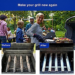 Aibabcue Grill Replacement Parts for Charbroil Advantage Series 4 Burner 463432215, 463344015, 463343015, 463433016, 463234815, Stainless Heat Plate Shield, Grill Burner, Adjustable Carryover Tube