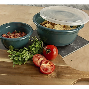 Wisconic 6-Piece Non-Slip Bowl Set - Plastic, Durable Kitchenware, Dishwasher Safe - Made in the USA - Prussian Blue