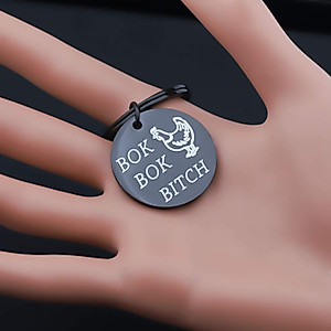 ENSIANTH Funny Chicken Keychain Chicken Lover Gift Bok Bok Bitch Crazy Rich Asians Inspired Gift for Friend (Black)