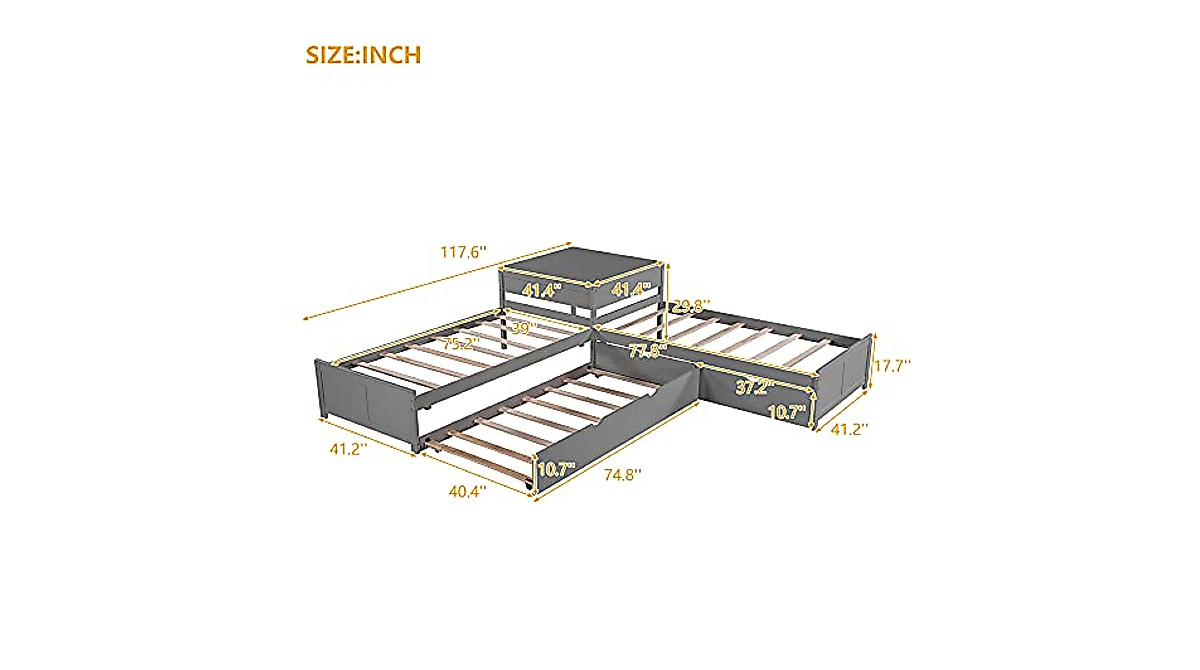Harper & Bright L-Shaped Bed with Trundle & Storage