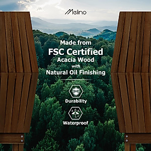 Melino Wooden Folding Table, Acacia Wooden Small Table for Indoor and Outdoor uses, Weather Resistant and Fully Assembled (Chestnut)