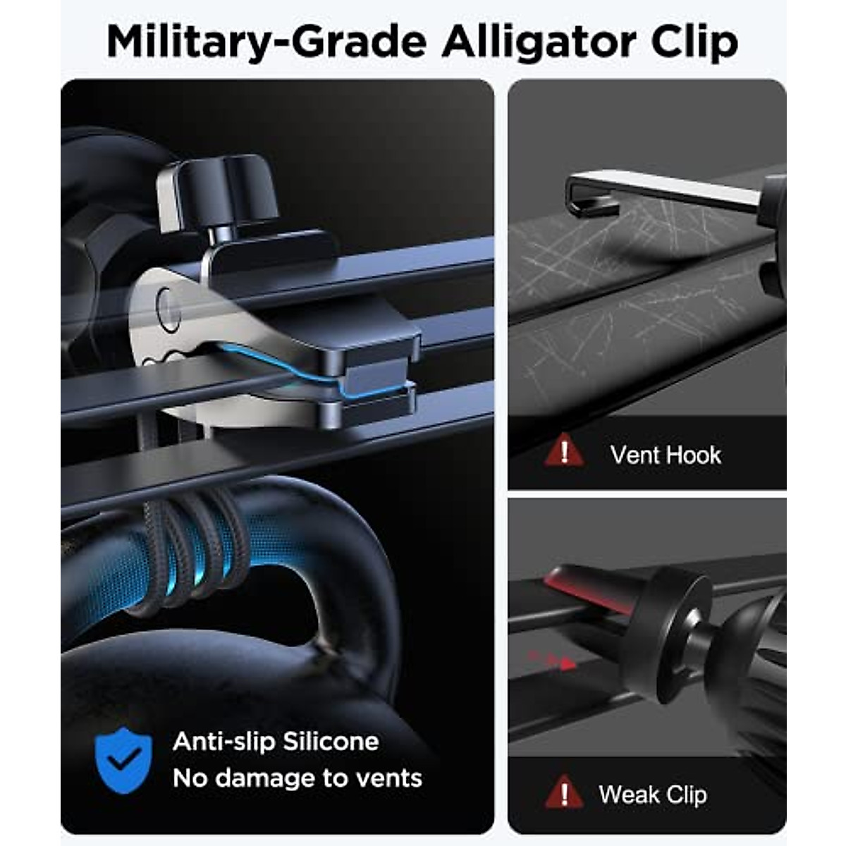 Anwas Magnetic Phone Holder for Car, [Bionic Alligator Clip] Universal Strong Car Vent Phone Mount, [6 Strong N52 Magnets] Cell Phone Holder Compatible with iPhone Samsung LG Google Pixel, etc