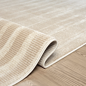 Abani Terra Cream 6' x 9' Area Rug for Living Room, Bedroom - Vertical Lines Pattern - Durable & Easy to Clean