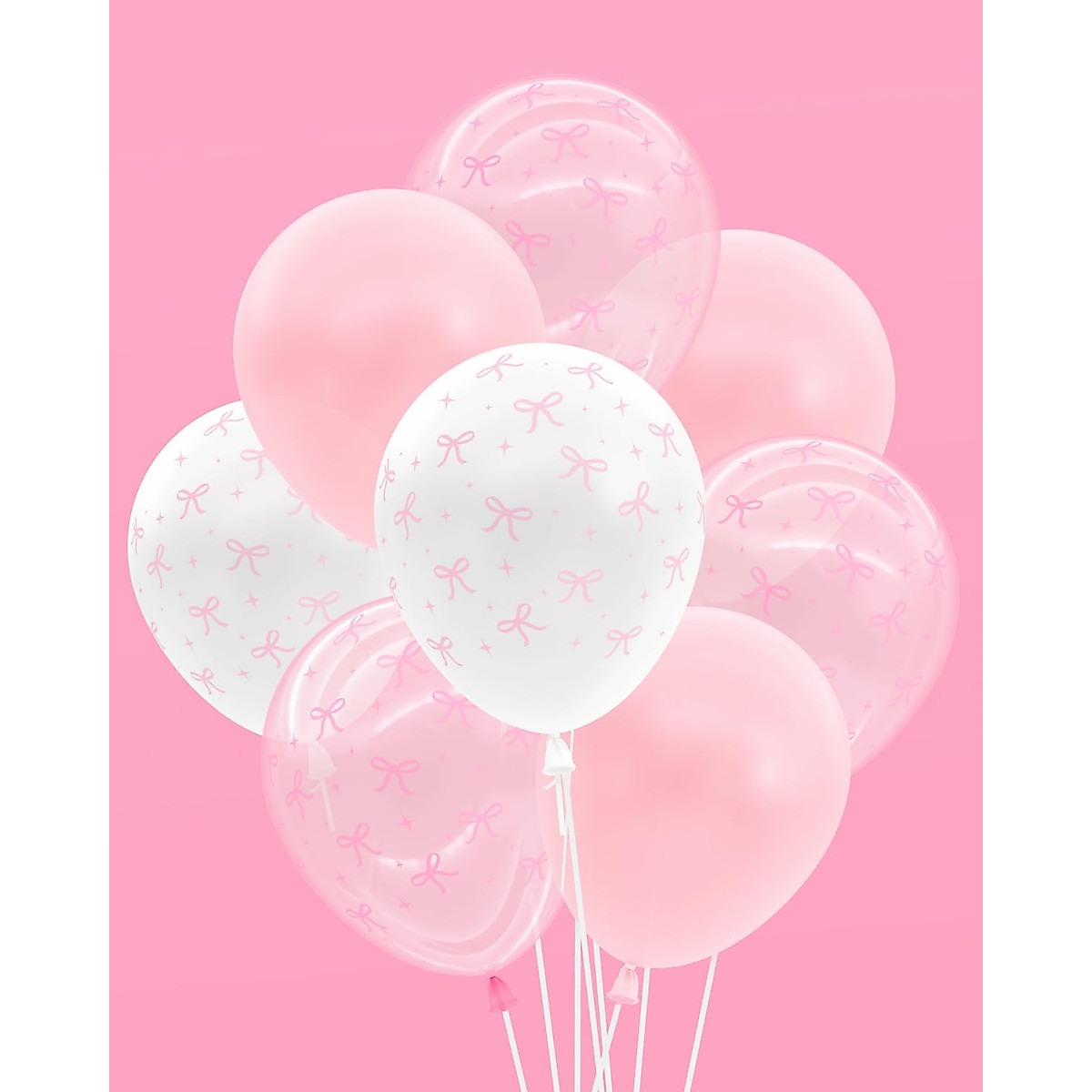 xo, Fetti Party Decorations Pink Latex Bow Balloons - 24 pk, 12" | Bachelorette Decorations, Bow Theme Birthday Party, Bridal Engagement Decor, Coquette Cute Supplies