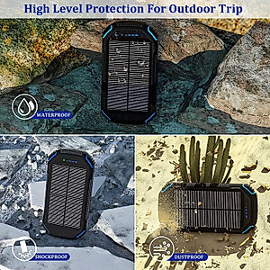 Solar Power Bank 36000mAh,Qi Wireless Charger Built in 3 Cables, Portable Charger Battery Bank with 3 Input 4 Output,Waterproof Battery Pack Charger for iPhone 12,13,MacBook,Samsung Galaxy,Tablet