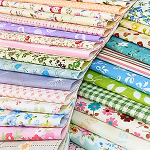 flic-flac Quilting Fabric Squares 100% Cotton Precut Quilt Sewing Floral Fabrics for Craft DIY (12 x 12 inches, 60pcs)