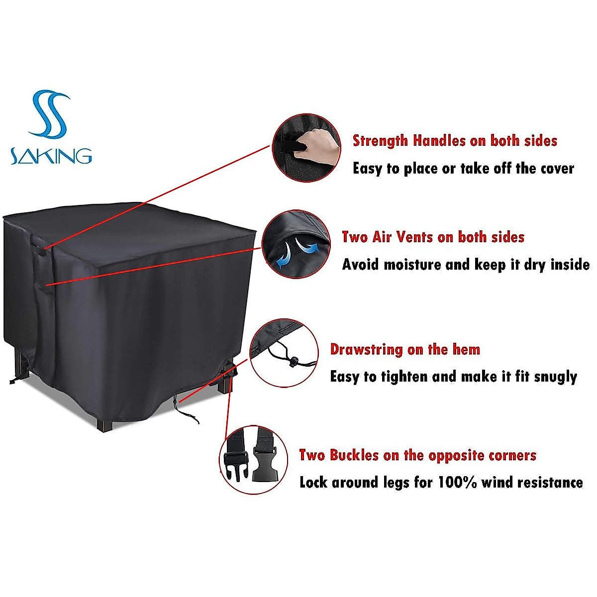 Saking Fire Pit Cover,28 inch Firepit Covers Square Gas Fireplace Fire Pit Table Cover for Propane Fire Pit- 28 X 28 X 25 inch