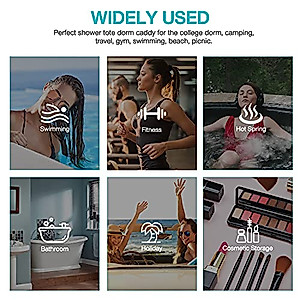 Mesh Shower Caddy Basket with 8 Storage Pockets, Portable Shower Tote Bag Hanging Swimming Pool, Toiletry Bathroom Organizer for College Dorm Room Essentials for Girls and Boys (1, Black)