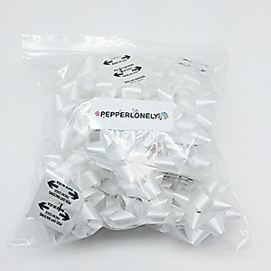 PEPPERLONELY Brand 20PC Peel & Stick Christmas Confetti Gift Bows 2-3/4", White