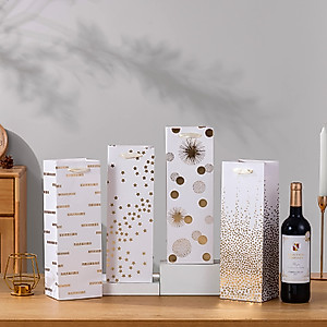 SHIPKEY 12 Pack of Wine Gift Bag, Bags Bulk for Wine Bottles, 13.7” Wine Bottle Bags for Thanksgiving, Halloween, Easter Day, Graduations, Weddings, Christmas, Mother's Day and other Holidays