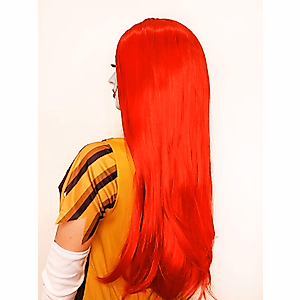 ALLAURA Red Wig Sally Nightmare Before Christmas Cosplay, Realistic Bright Red Long Wig for Women Men Anime Wigs — Compatible with Sally Nightmare Before Christmas Wig