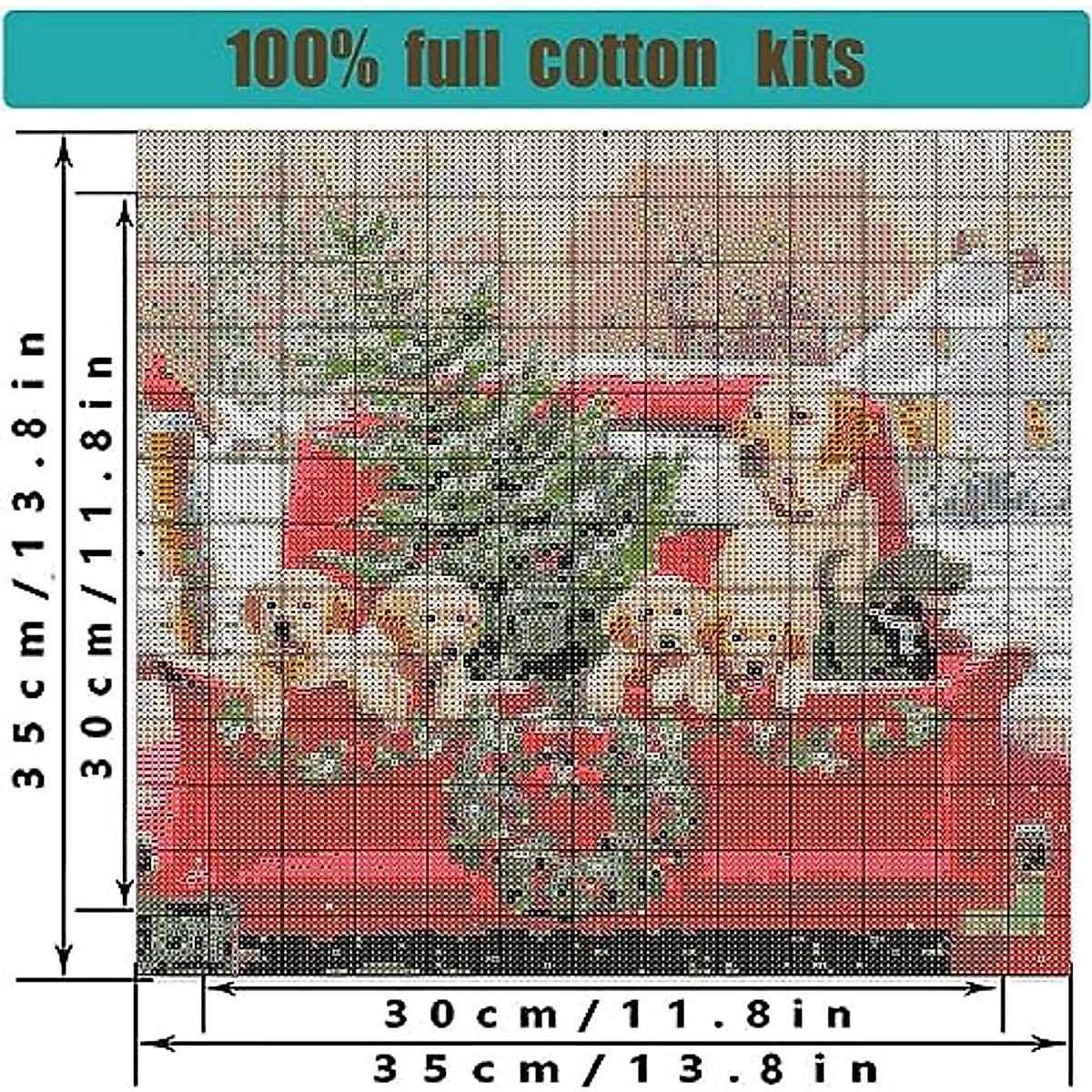 Christmas Truck Stamped Cross Stitch Kits - Dog Counted Cross Stitch Kits for Beginners Adults Needlepoint Cross-Stitch Patterns Dimensions Needlecrafts Embroidery Kits Arts and Crafts