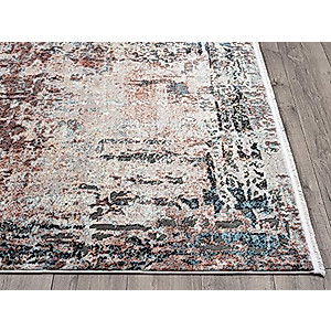 Abani 4' x 6' Contemporary Warm Rust Abstract Farmhouse Rug Rugs Modern Non-Shed Multicolor Distressed Living Room Rug