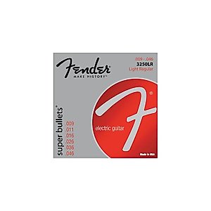 Fender Super 3250 Bullet Electric Guitar Strings, Nickel Plated Steel, Bullet End, 3250LR .009-.046