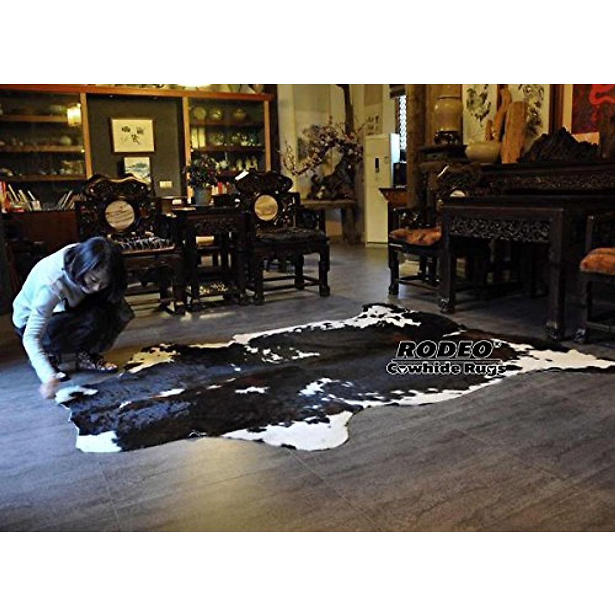 rodeo Cowhide Rug Dark Brindle Size 6x8 Feet Dc