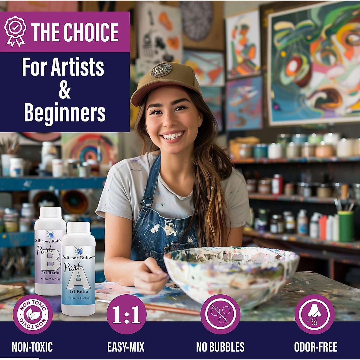 Unicone Art Liquid Silicone Mold Making Kit - 1:1 Ratio, Food Safe, Fast Cure Remeltable Silicone Rubber Mold Making Gift - Ideal for Resin Epoxy Casting, Plaster Casting, Candle Making 8.8lbs