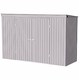 Arrow Shed Elite 10' x 4' Outdoor Lockable Steel Storage Shed Building with Pent Roof, Cool Grey
