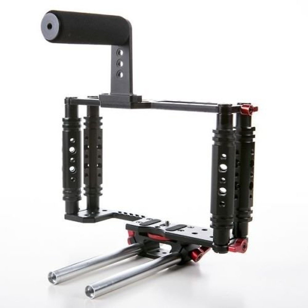 TK-3 Aluminum DSLR Camera Cage Kit for Canon 5D mark II 7D 70D 60D w/15mm Rod RIG, 1/4-20 threaded mounting points and 3/8" sized female threads for LCD monitor and other camera accessories