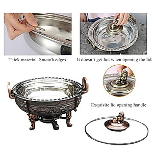 CSUNNY Hot Pot and Food Tomatoes Round Scarab Catering Buffet Server Set Catering Scarab Buffet Warmer for Kitchen Party Buffets,Bronze,Two