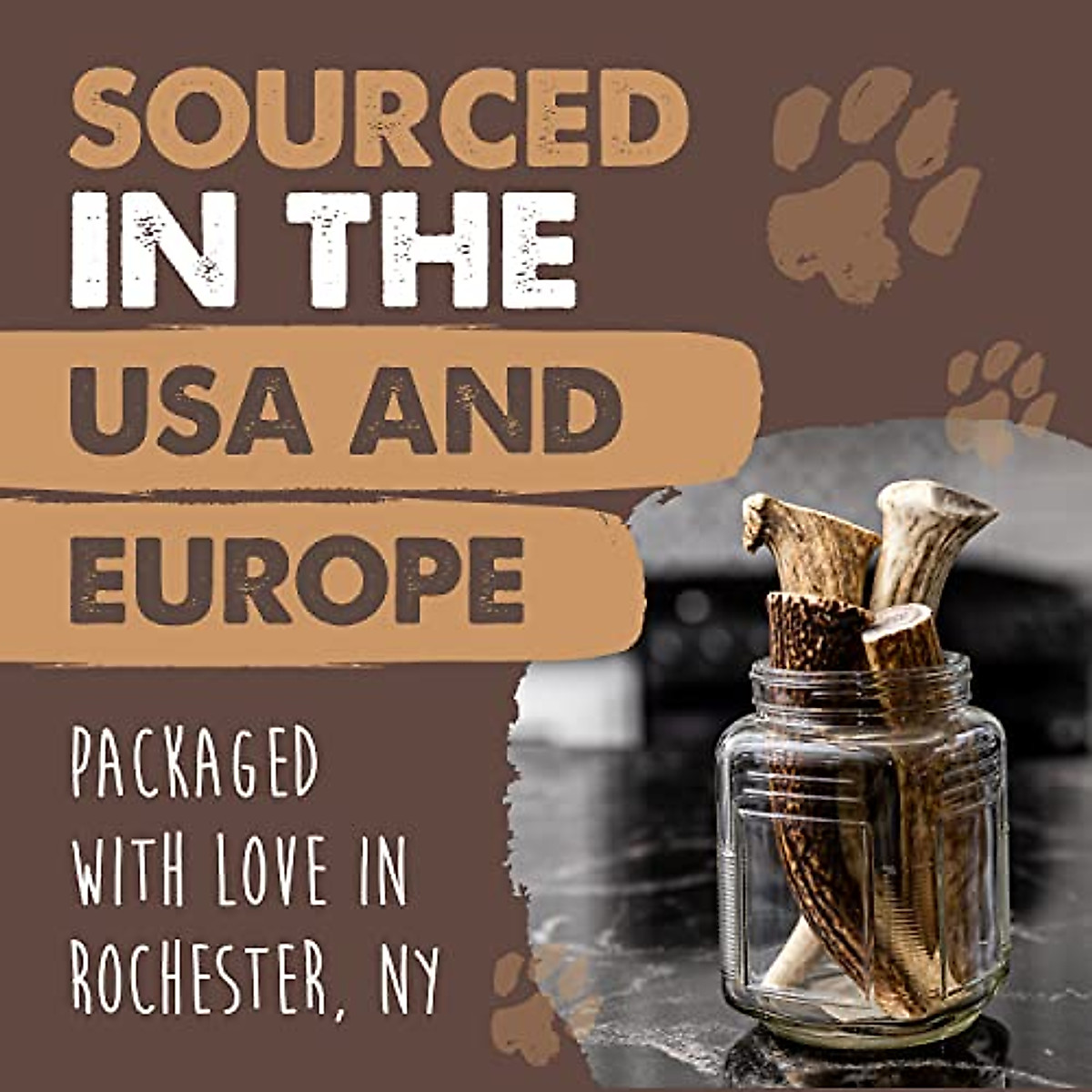 Mighty Paw Elk Antlers for Dogs | Medium Size 6" Premium Deer Antlers for Dogs, Pets and Puppies. Long Lasting Deer Antler Dog Chew for Aggressive Chewers. Dog Antler Chews for Large and XL Dog