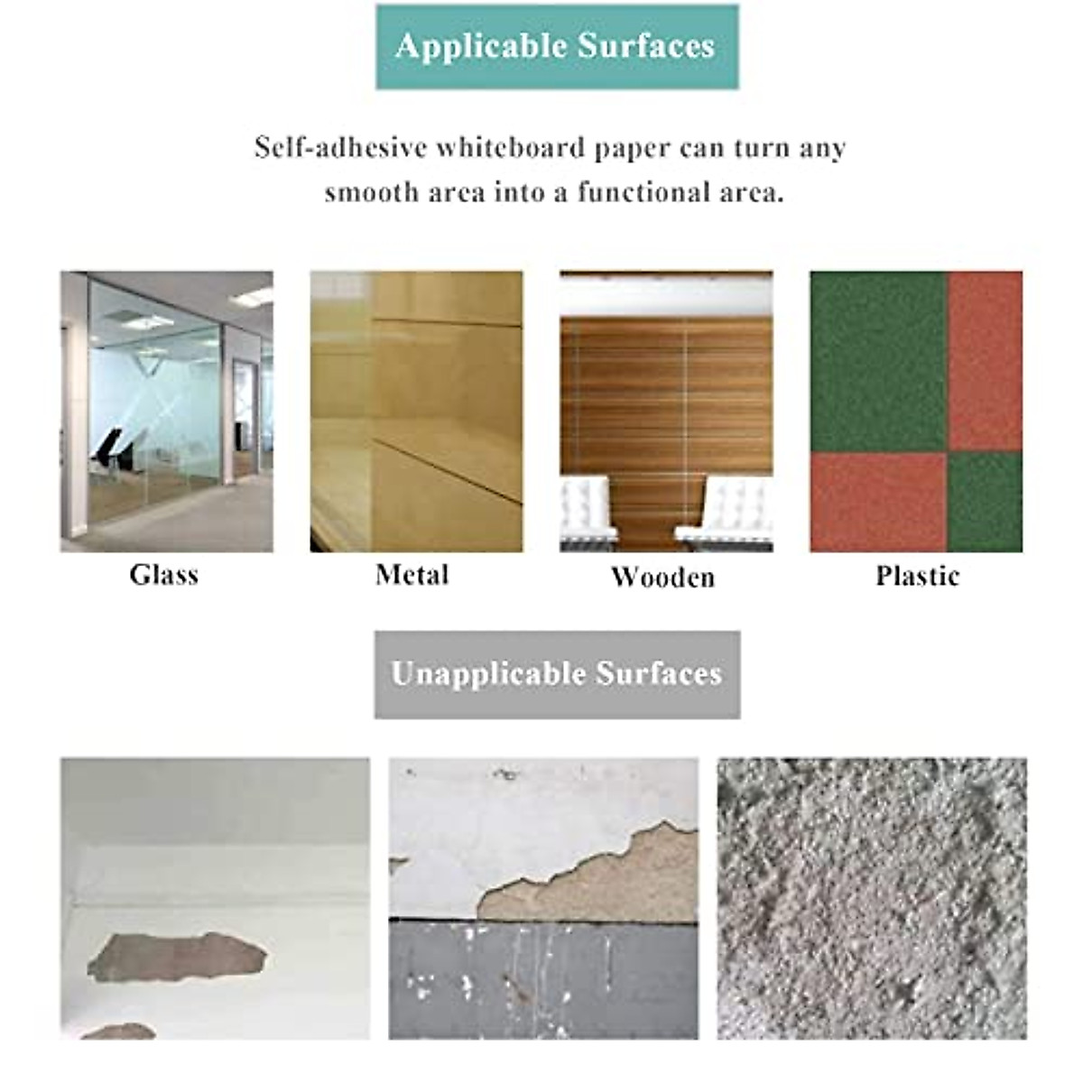 Warasee Magnetic Dry Erase Whiteboard Paper, 24" x 36" Self Adhesive Whiteboard for Wall, Easy to Write and Clean Dry Erase Board for Kids, Office, Home, with Marker, Magnetic Eraser and Magnets