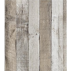 LXCREAT Natural Wood Contact Paper, Peel and Stick Wallpaper 17.7"x120", Self Adhesive and Removable Vintage Faux Wood Shiplap Wall Paper for Shelf Kitchen Counter Home Walls Decoration