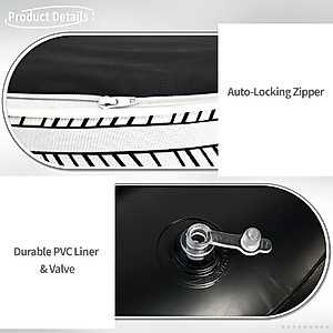 TWLEAR Indoor/Outdoor Inflatable Ottoman D21 x H9 inch, Round Footstool Inflatable Foot Rest Ottoman with Handle, Portable Ottoman Pouf for Patio, Garden, Camping, Home, Herringbone Black White