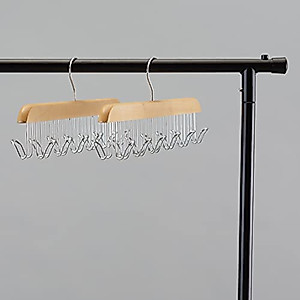 Amazon Basics Wooden Belt Hanger - Natural, 2-Pack