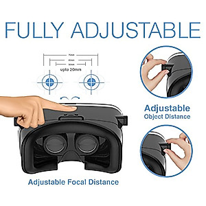 [Updated & Fixed] VR Headset Game System - High Definition Virtual Reality 3D Glasses for Kids and Adults - Optical Lens, Adjustable Strap - Compatible with iPhone and Android (3.5" to 6.5")