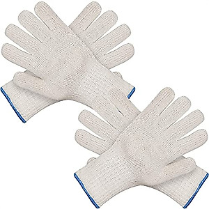 White Gloves for Handling Hot Food - 2Pair Pot Holders for Kitchen Heat Resistant Cooking Gloves for Cooking Heat Resistant Oven Mitts and Pot Holders Sets- Grilling Gloves Outdoor Kitchen Accessories