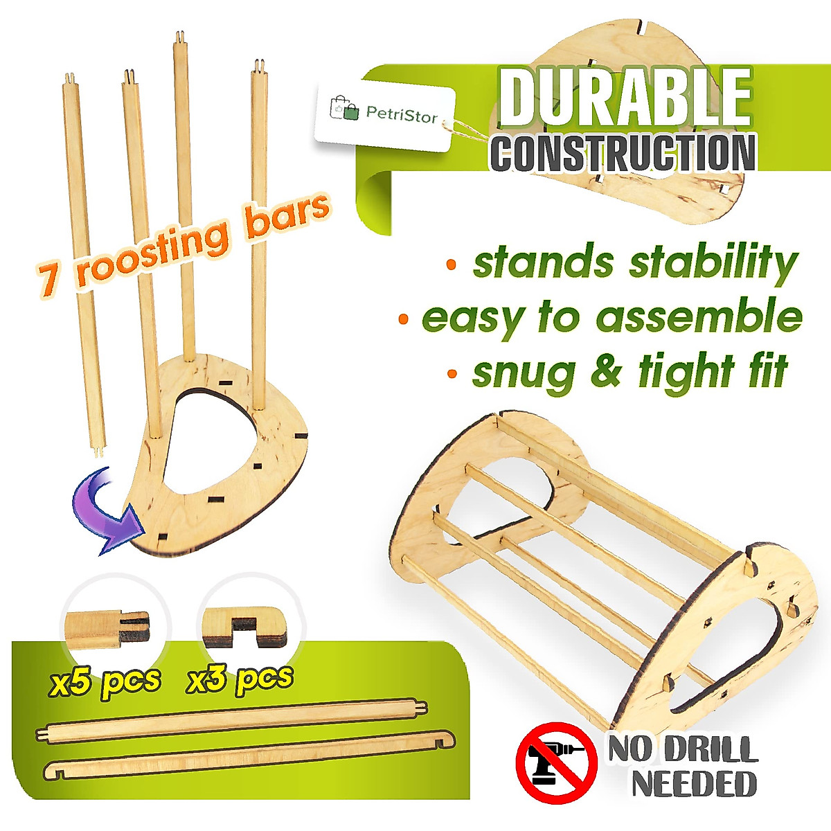 Wooden Chicken Perch for Baby Chick - Chick Roosting Bar with 7 Crossbars - Chick Roost for Brooder - Chicken Roosting Bars - Baby Chick Perch - Baby Chicken Toy