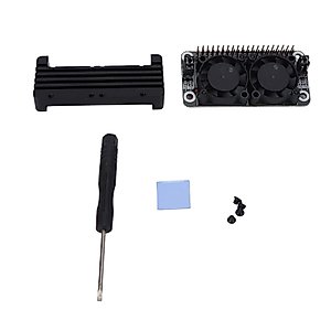 Aluminium Alloy Case Kit for Raspberry Pi Zero 2 W, Dual Fans, Radiator Shell with Heatsink and RGB LED Light